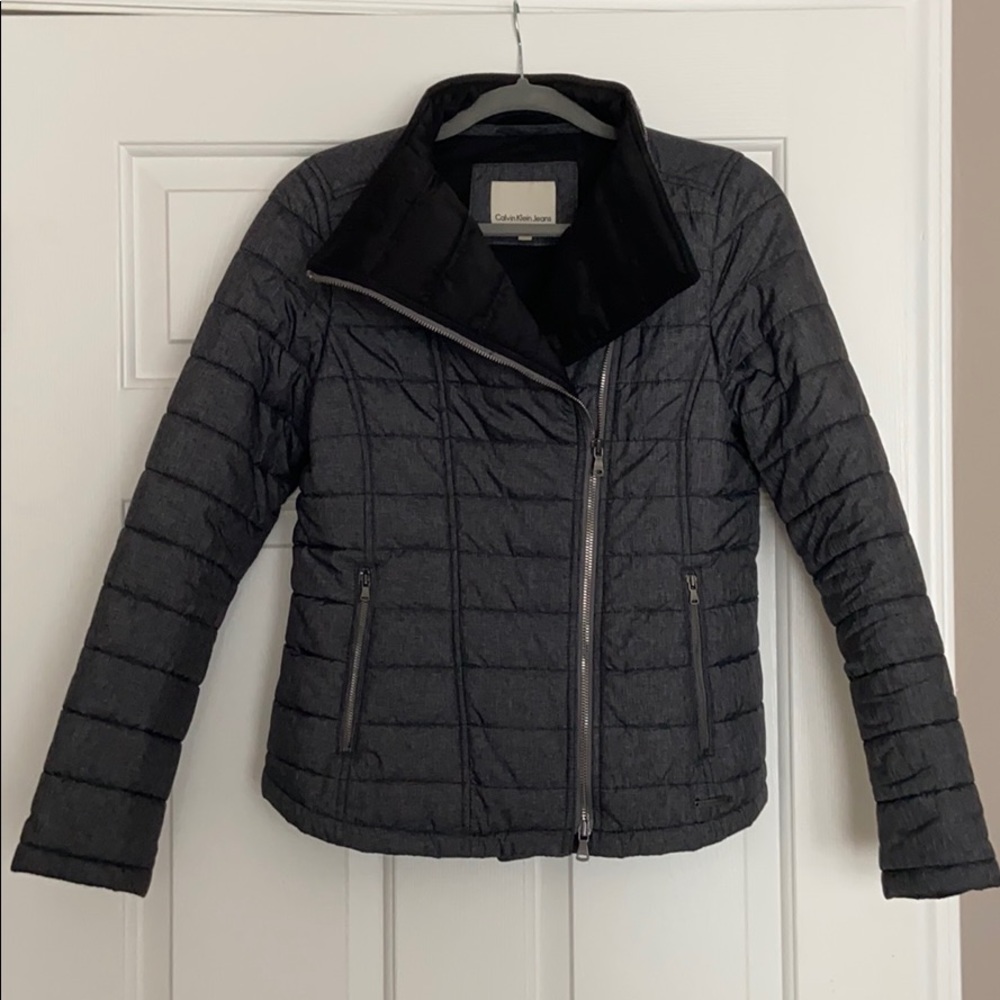 Gray Calvin Klein Structured Puffer Coat - Gem